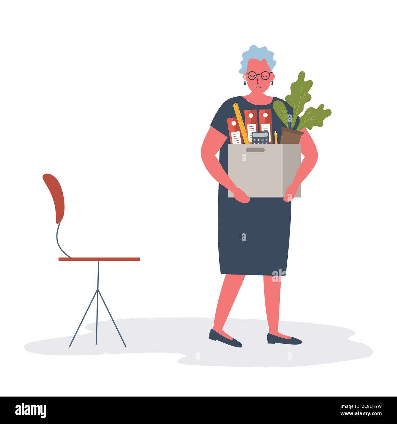 Elderly sad work Stock Vector Images - Alamy