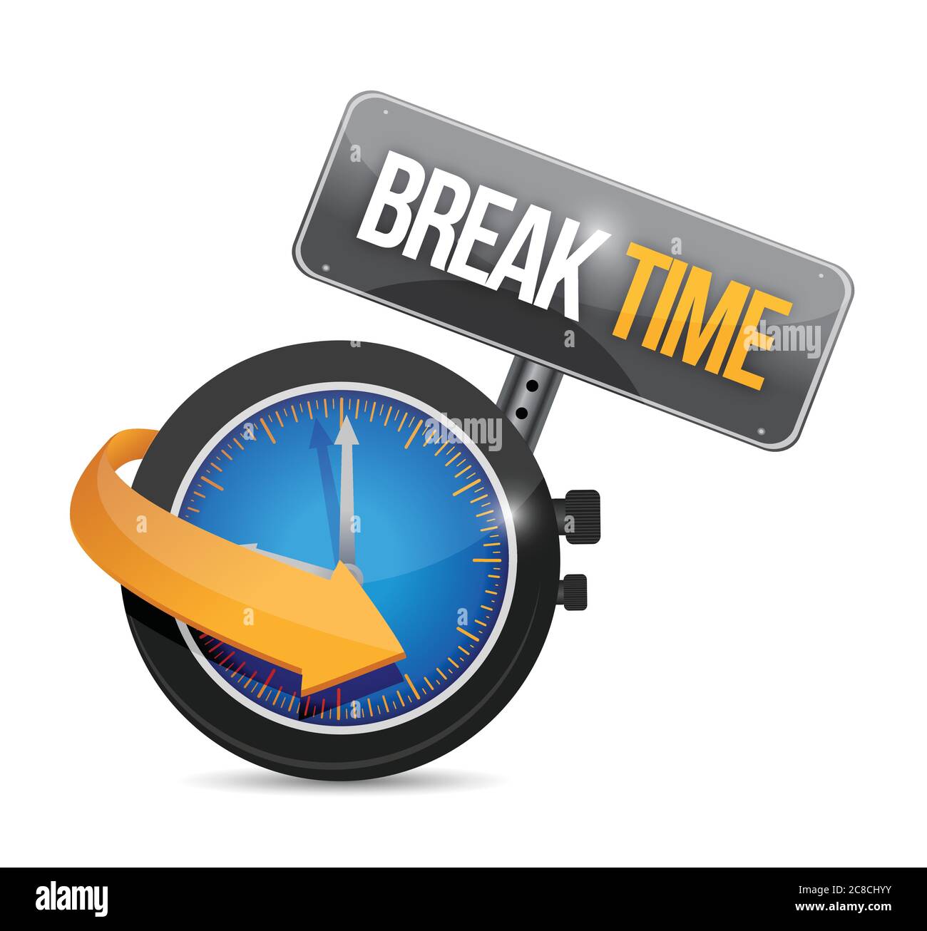 Break time watch sign illustration design over a white background Stock ...