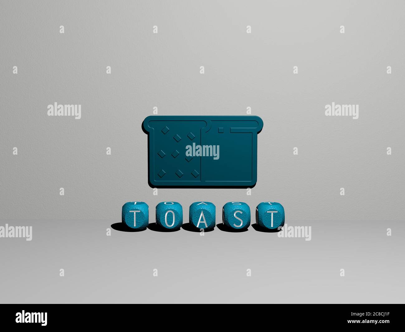 3D illustration of TOAST graphics and text made by metallic dice ...
