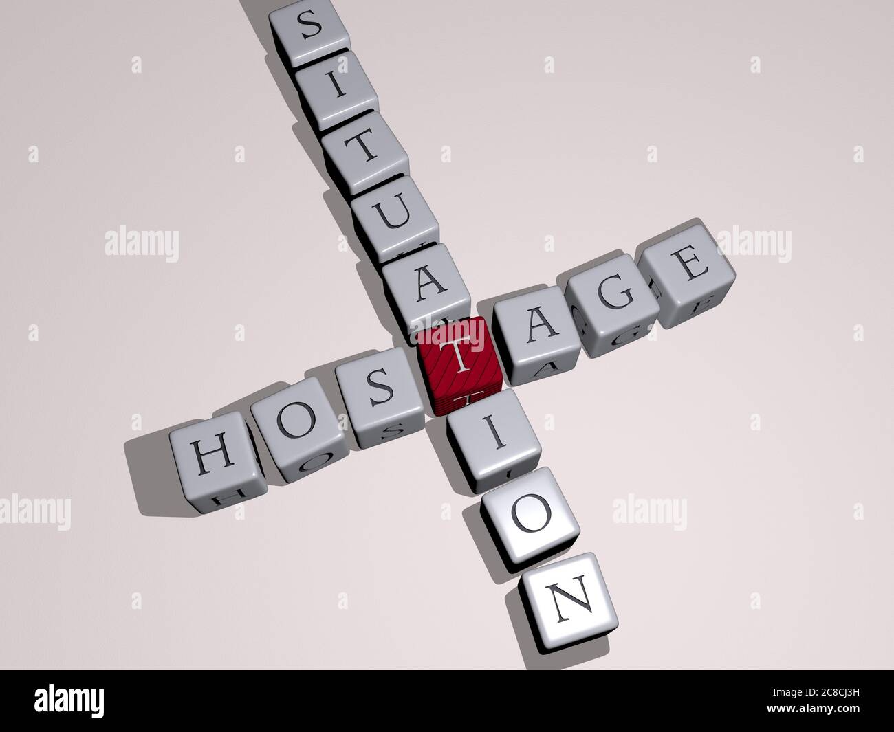 crosswords of hostage situation arranged by cubic letters on a mirror ...