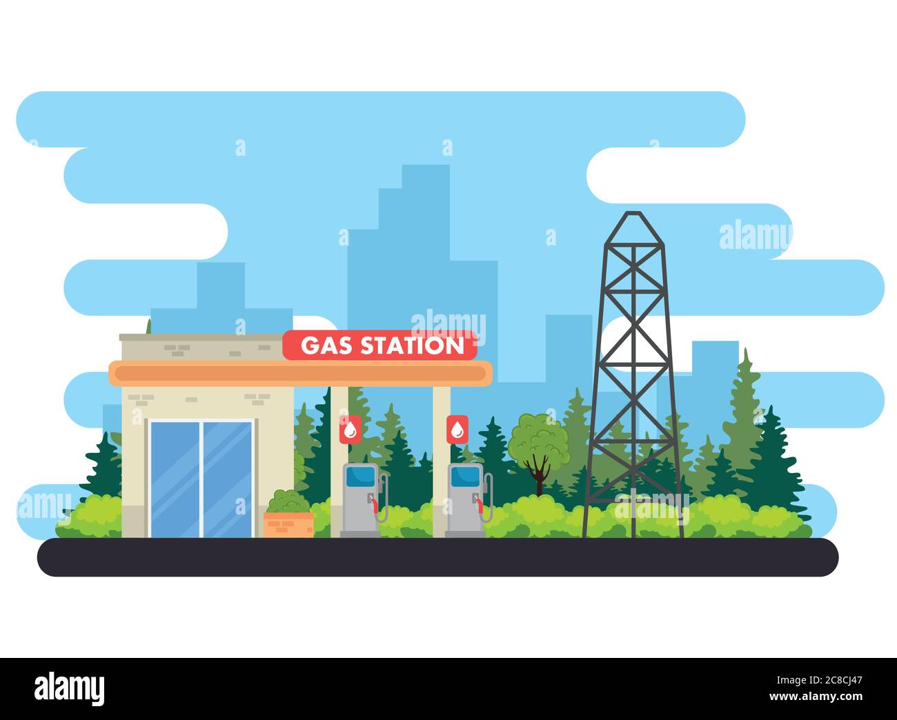gas filling station, service structure station gas Stock Vector Image ...