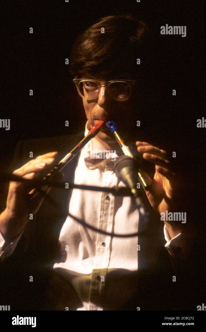 Simon Jeffes of the Penguin Cafe Orchestra live at the Mermaid Theater ...