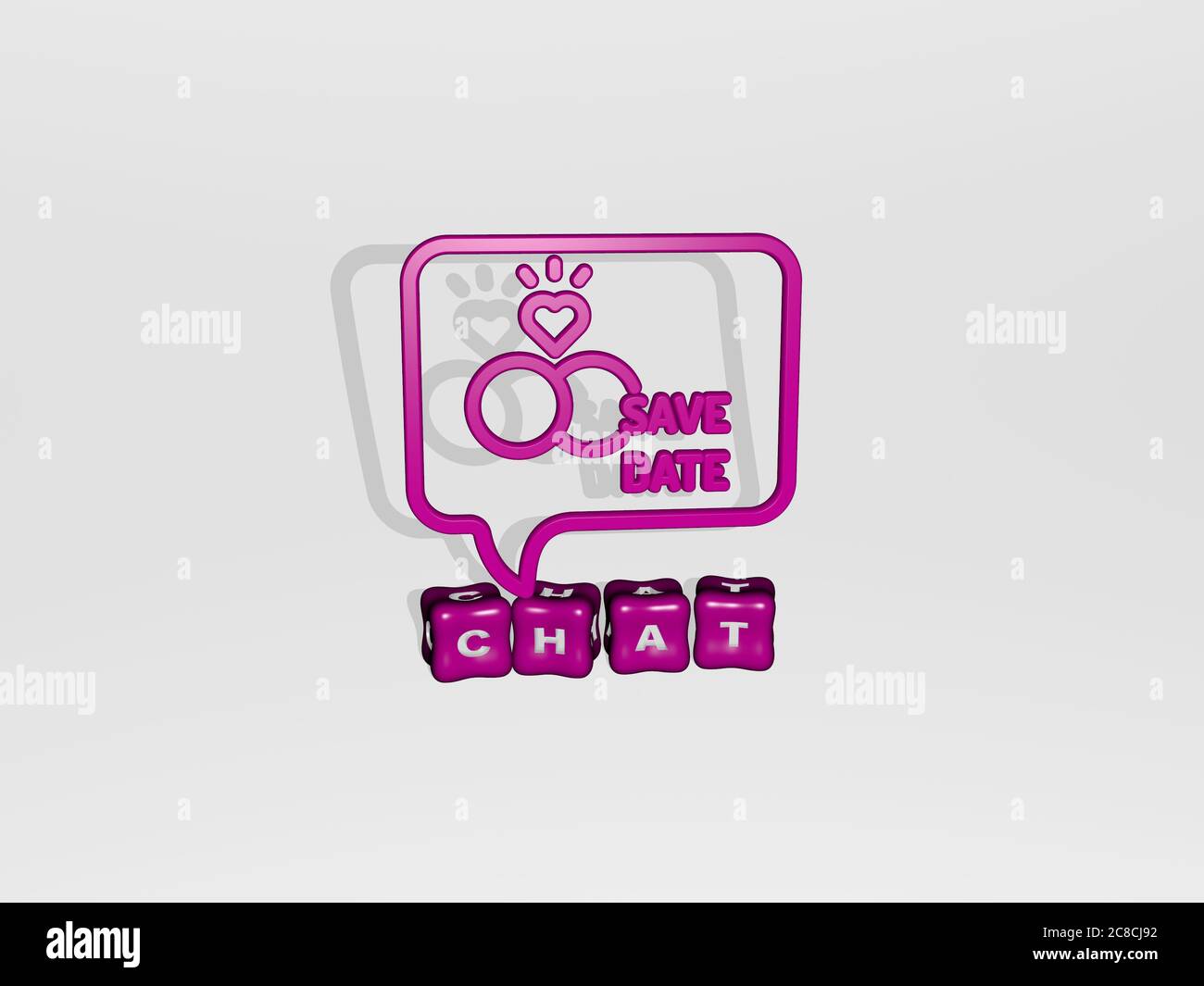 3D illustration of CHAT graphics and text made by metallic dice letters ...