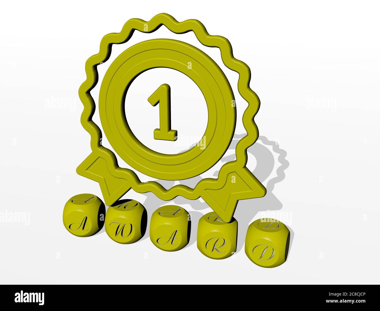 3D representation of award with icon on the wall and text arranged by ...