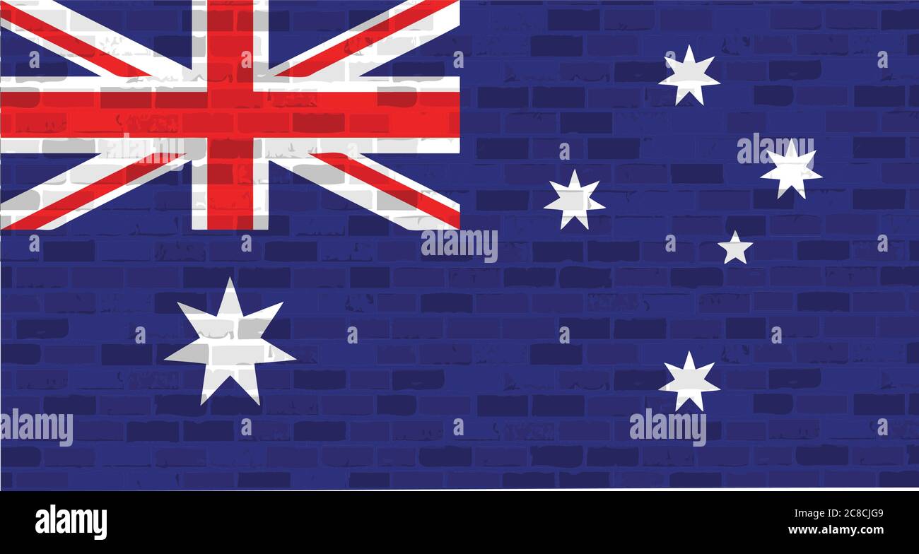 Australia flag illustration design graphic over a brick wall background ...
