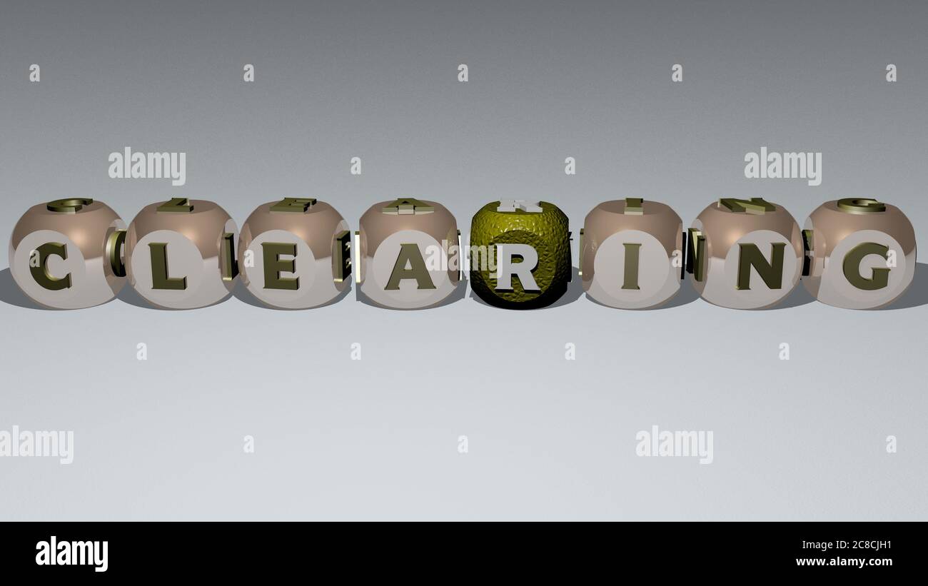 crosswords of clearing arranged by cubic letters on a mirror floor ...