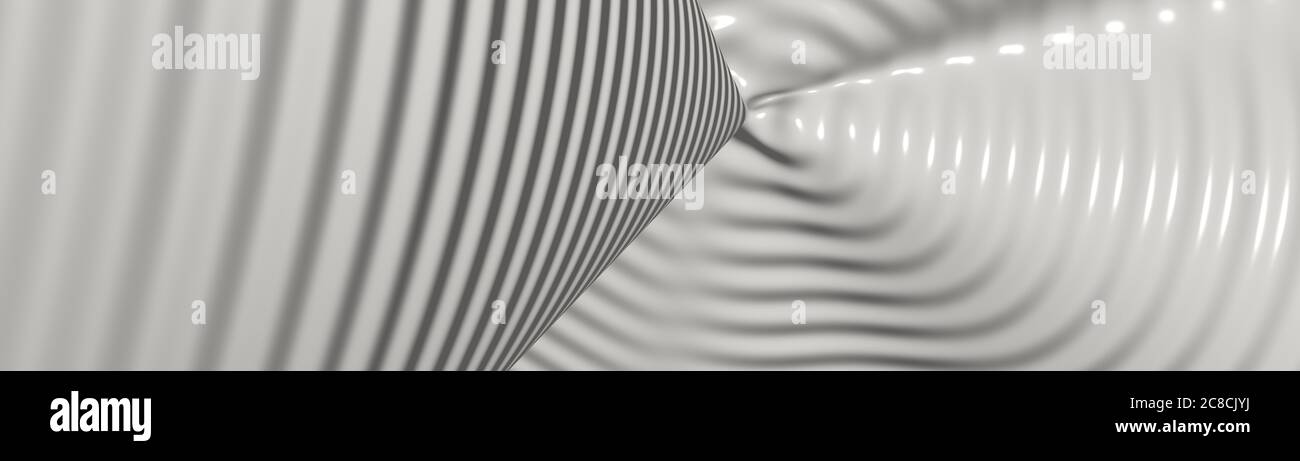 Ultra wide 3D abstract background of curved geometrical patterns of ...