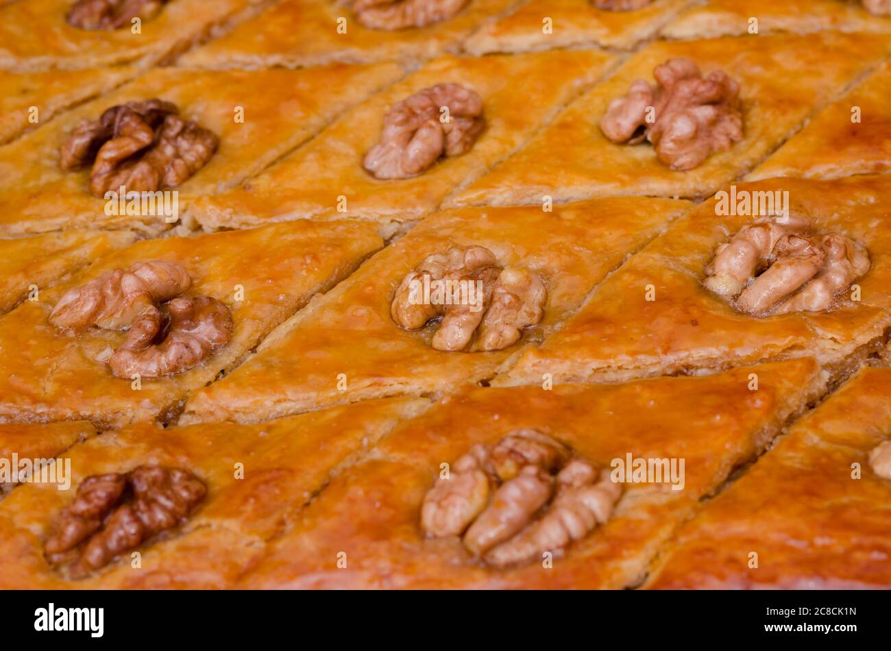 Honey Baklava, traditional Turkish sweets. Close-up Stock Photo - Alamy