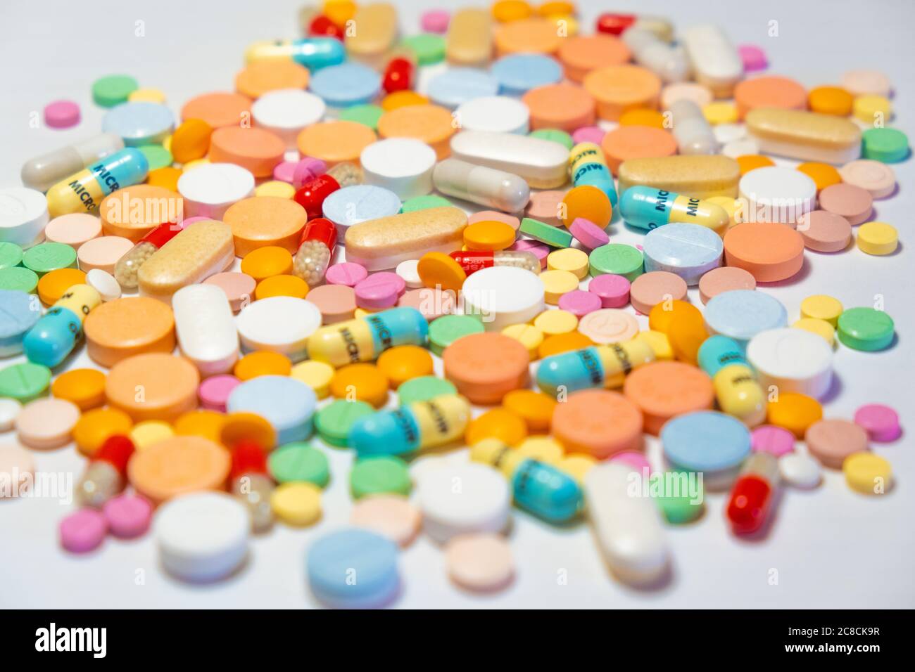 Colorful drugs, vitamins and medicine - capsules, tablets, pills Stock ...