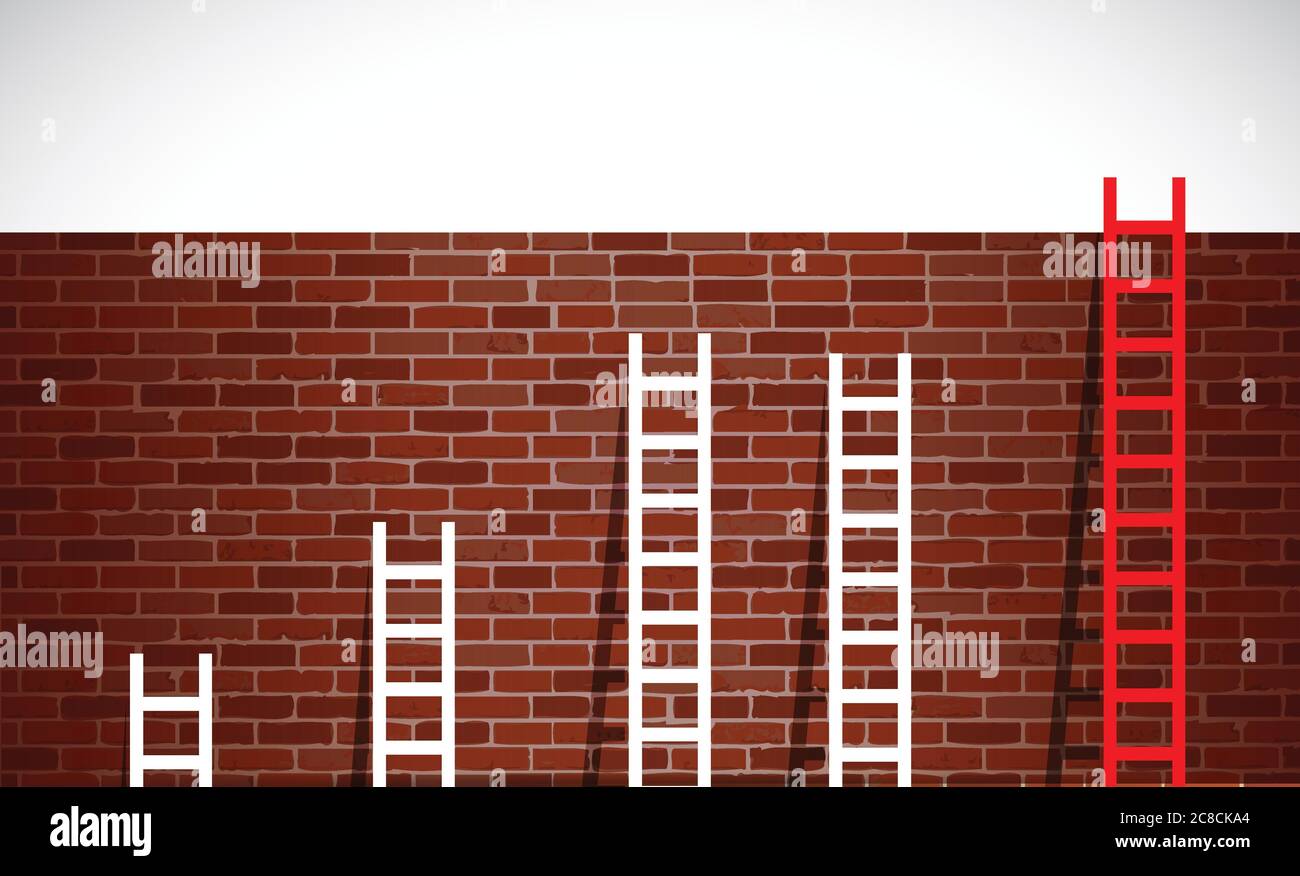 Set of ladders and brick wall. illustration design graphic Stock Vector ...