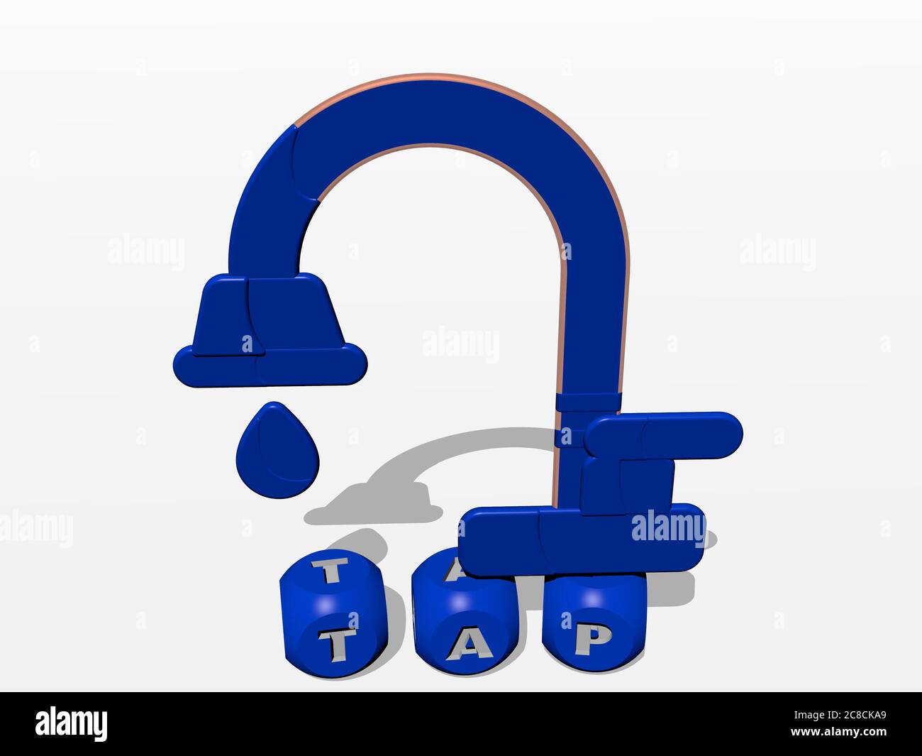 3D graphical image of tap vertically along with text built by metallic ...