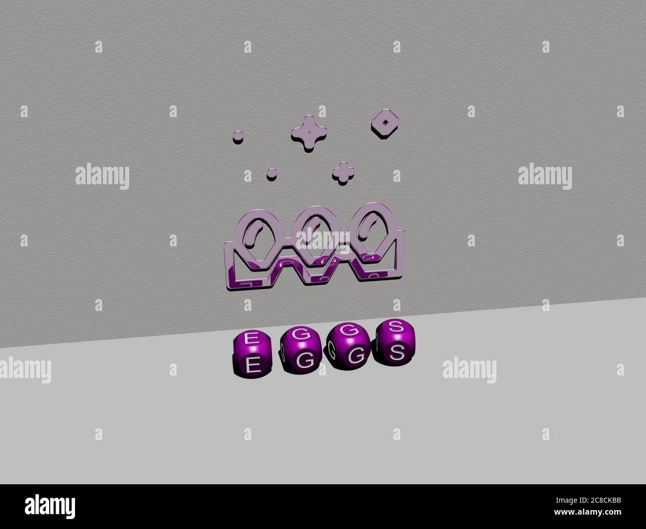 3D representation of EGGS with icon on the wall and text arranged by ...