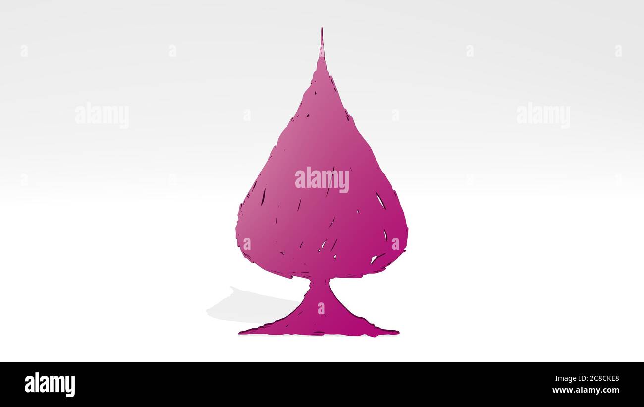 SPADES IN PLAYING CARDS made by 3D illustration of a shiny metallic ...