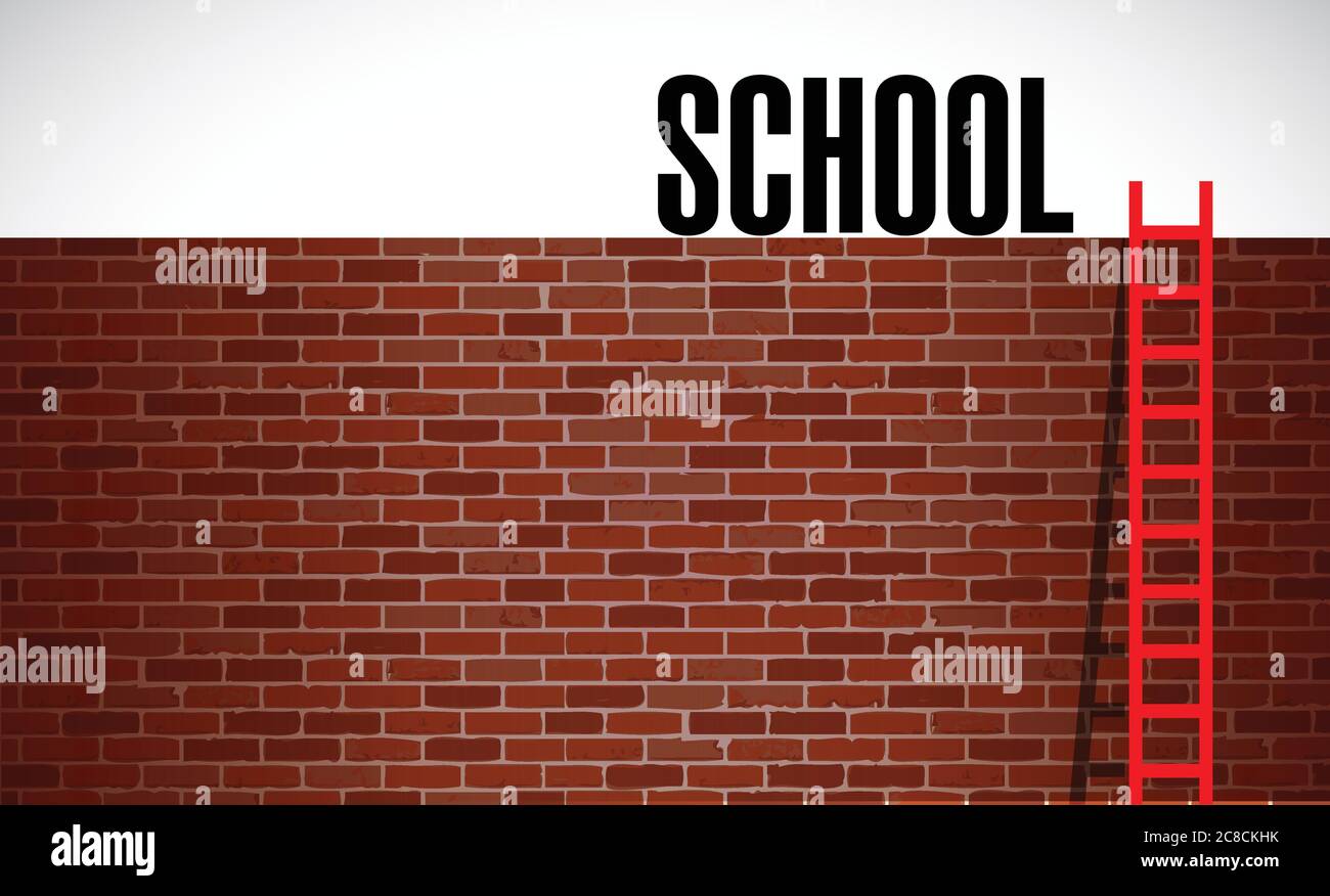 Education school ladder illustration design over a brick background ...