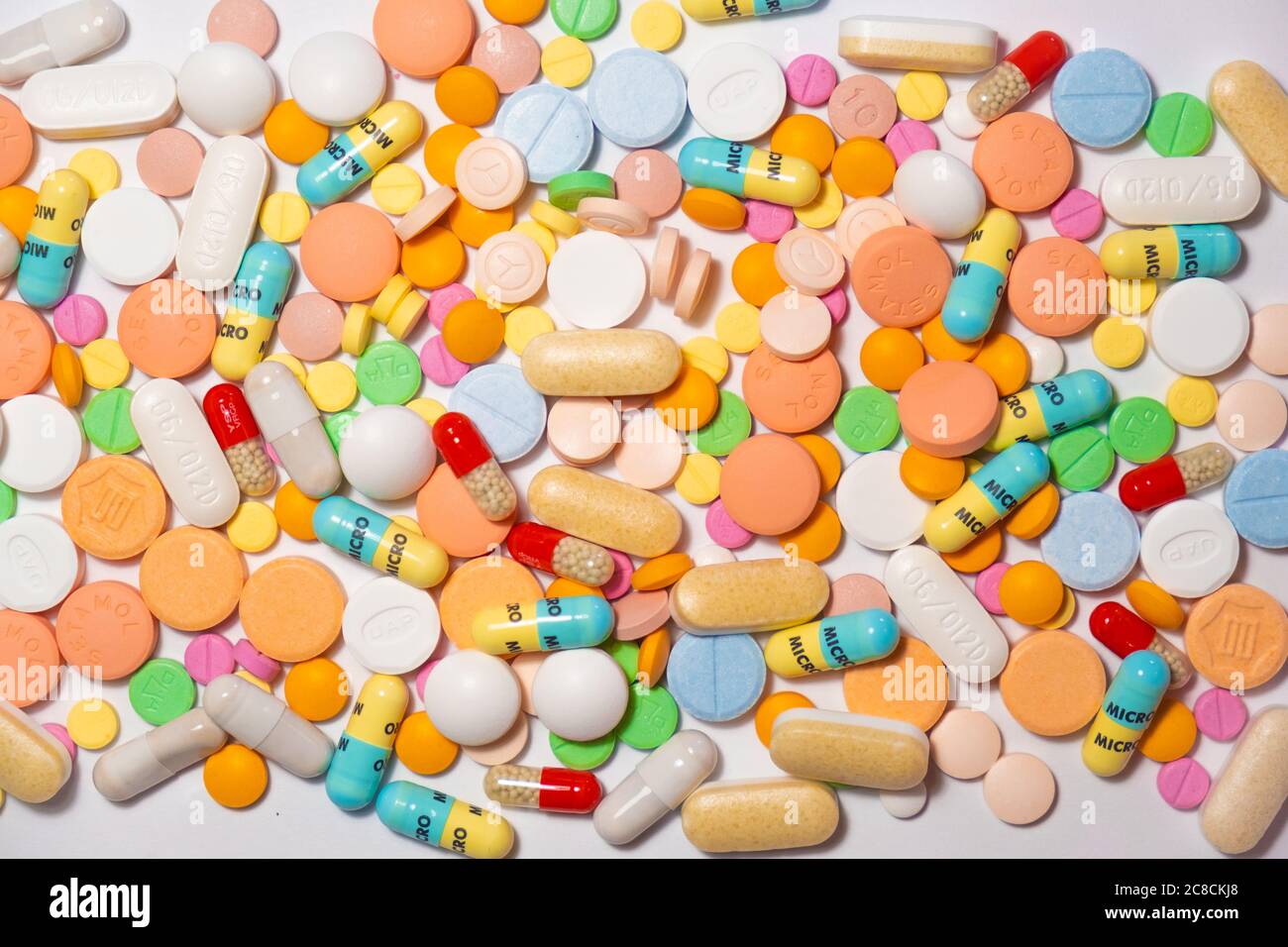 Colorful drugs, vitamins and medicine - capsules, tablets, pills Stock ...