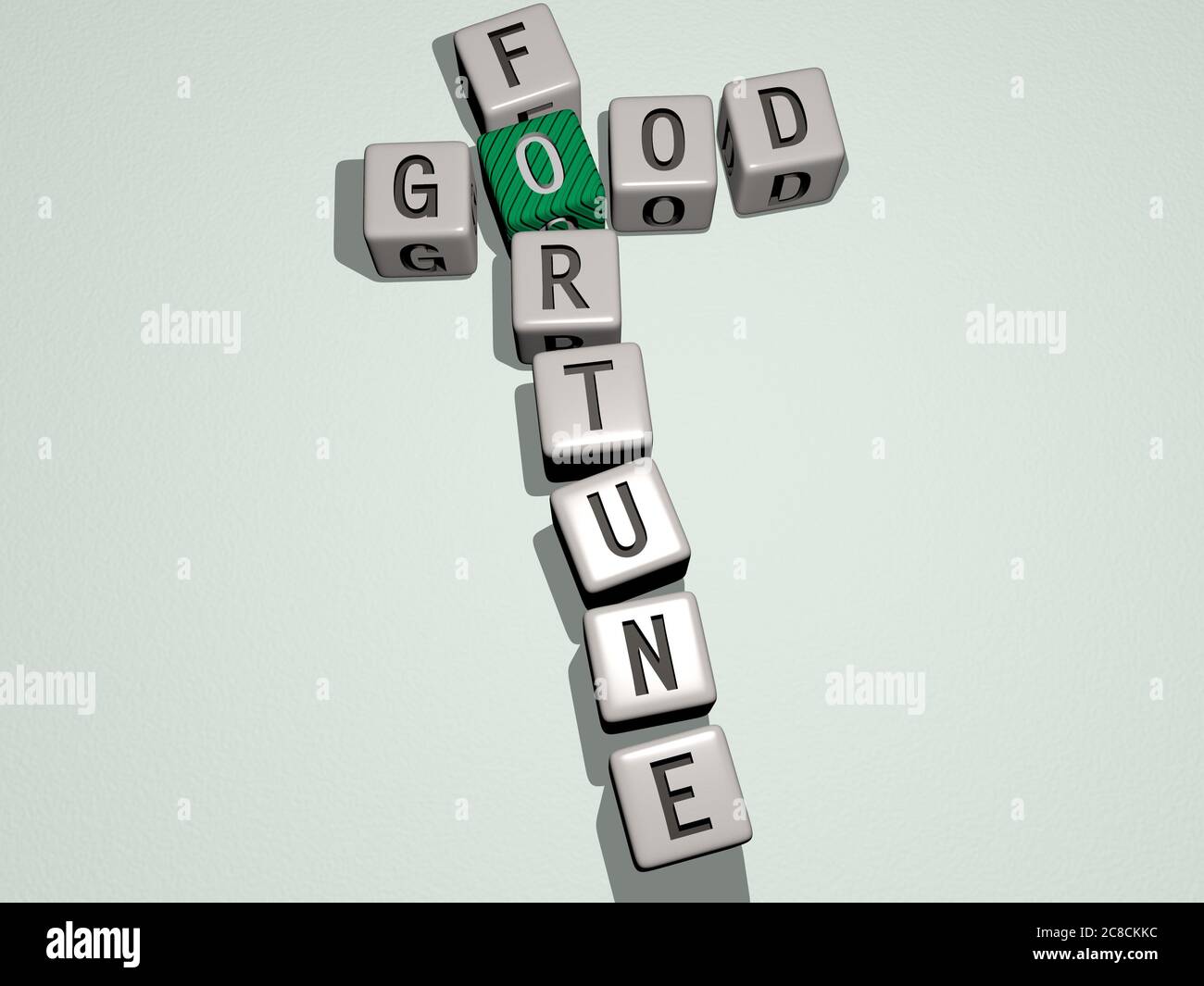 GOOD FORTUNE combined by dice letters and color crossing for the ...