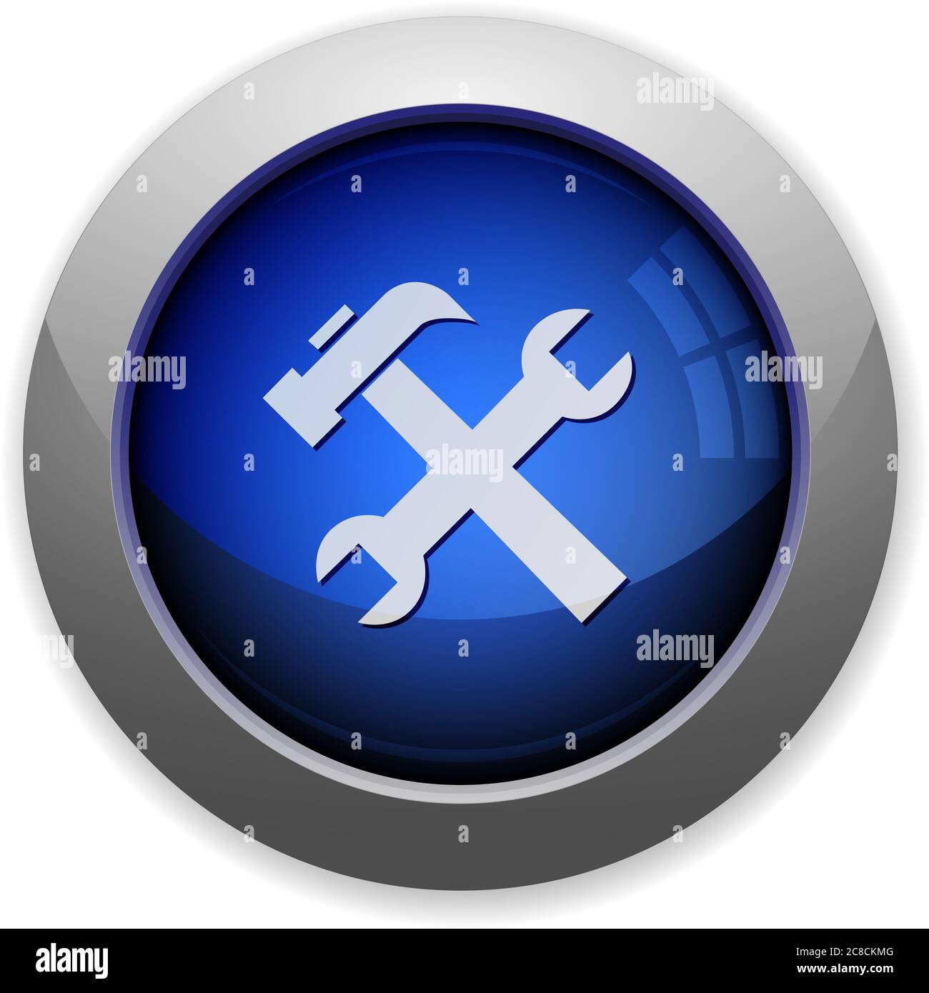 Blue glossy tools web button Stock Photo - Alamy