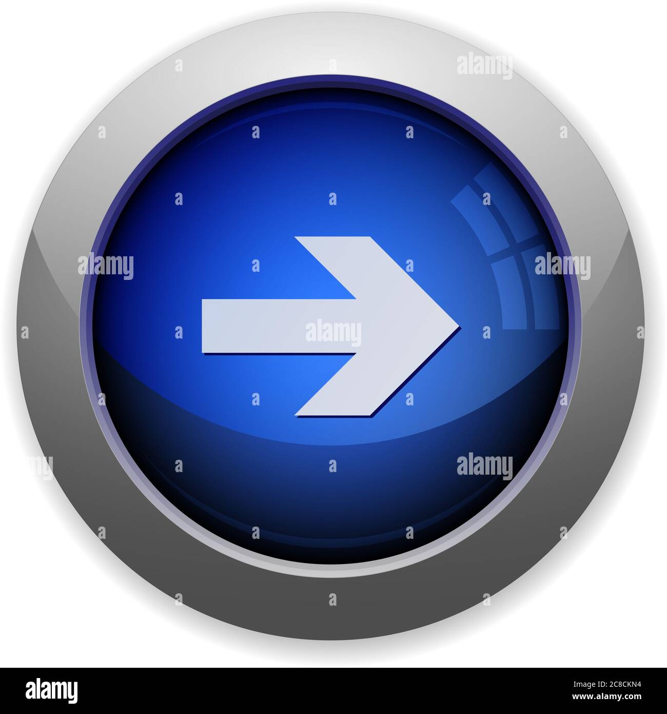 Blue glossy right arrow web button Stock Photo - Alamy