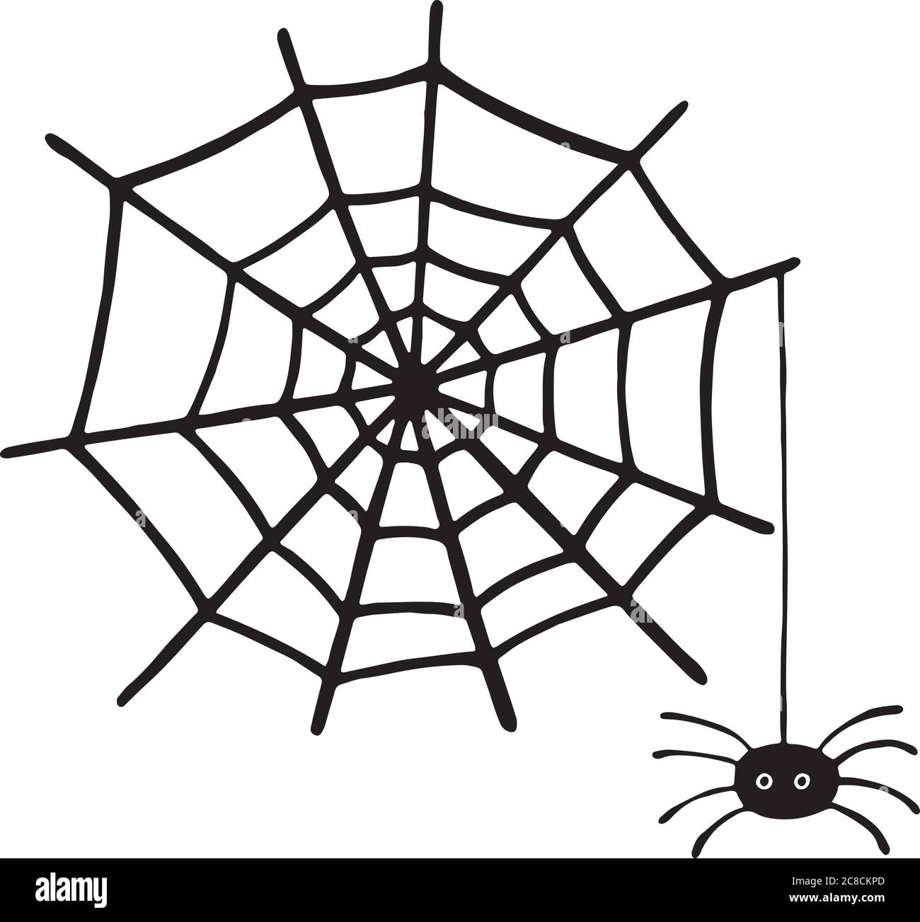 Doodle spider and web - igraphic element for halloween. Vector i Stock ...