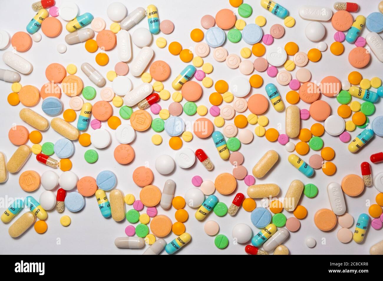 Colorful drugs, vitamins and medicine - capsules, tablets, pills Stock ...