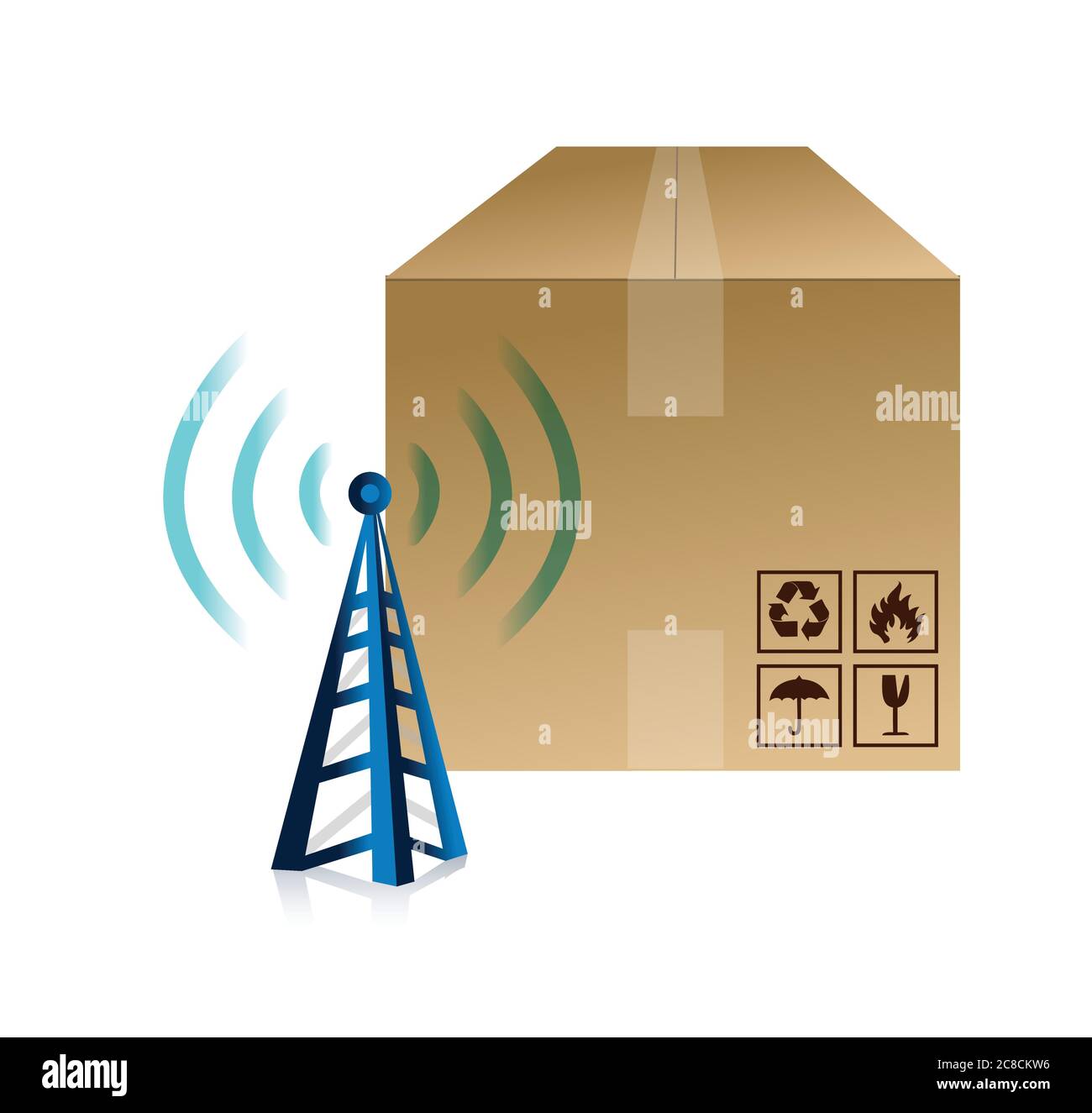 Box and wifi tower illustration design over a white background Stock ...