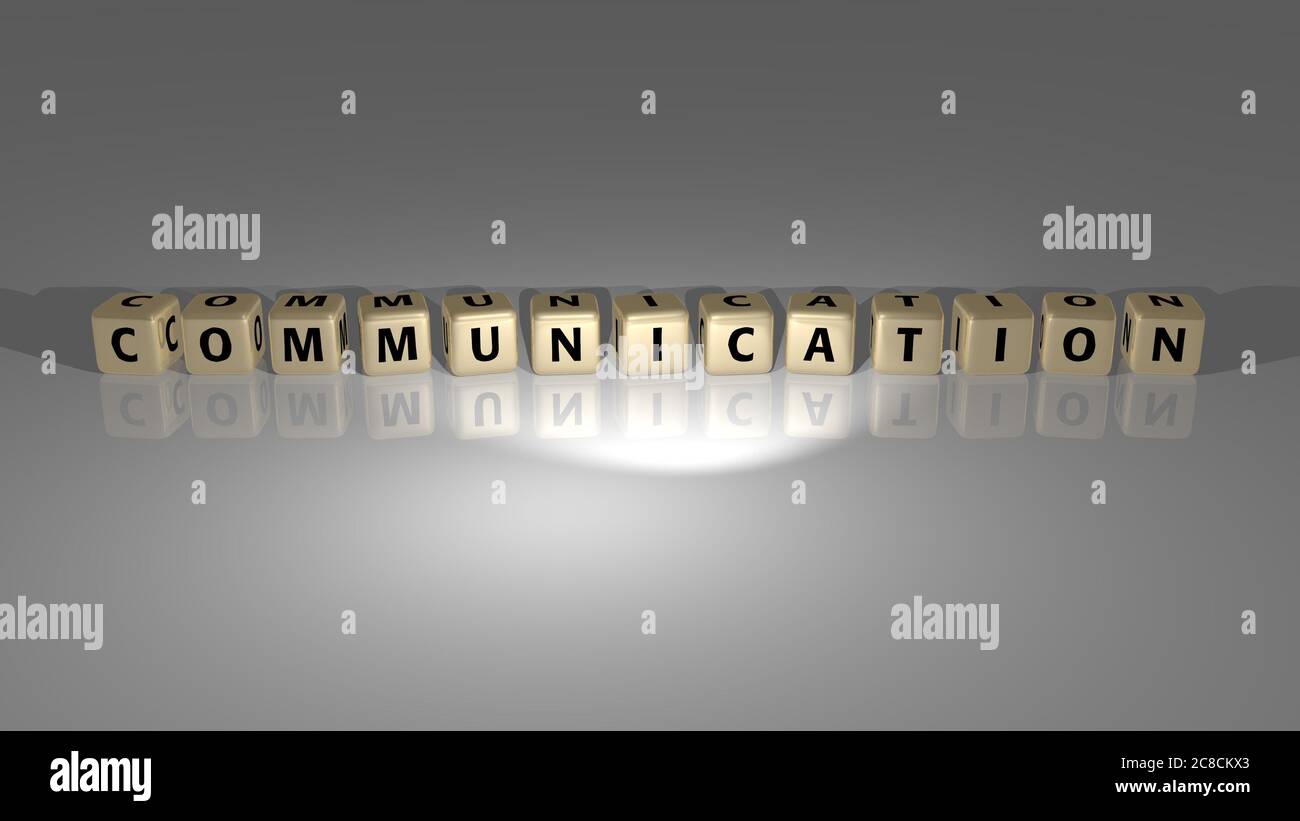3D graphical image of Communication vertically along with text built by ...