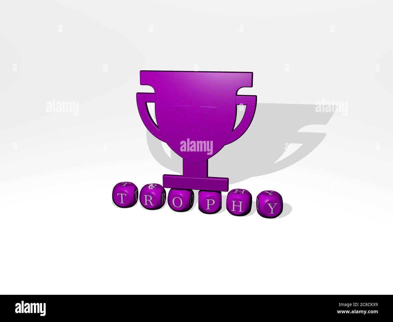 3D graphical image of TROPHY vertically along with text built by ...