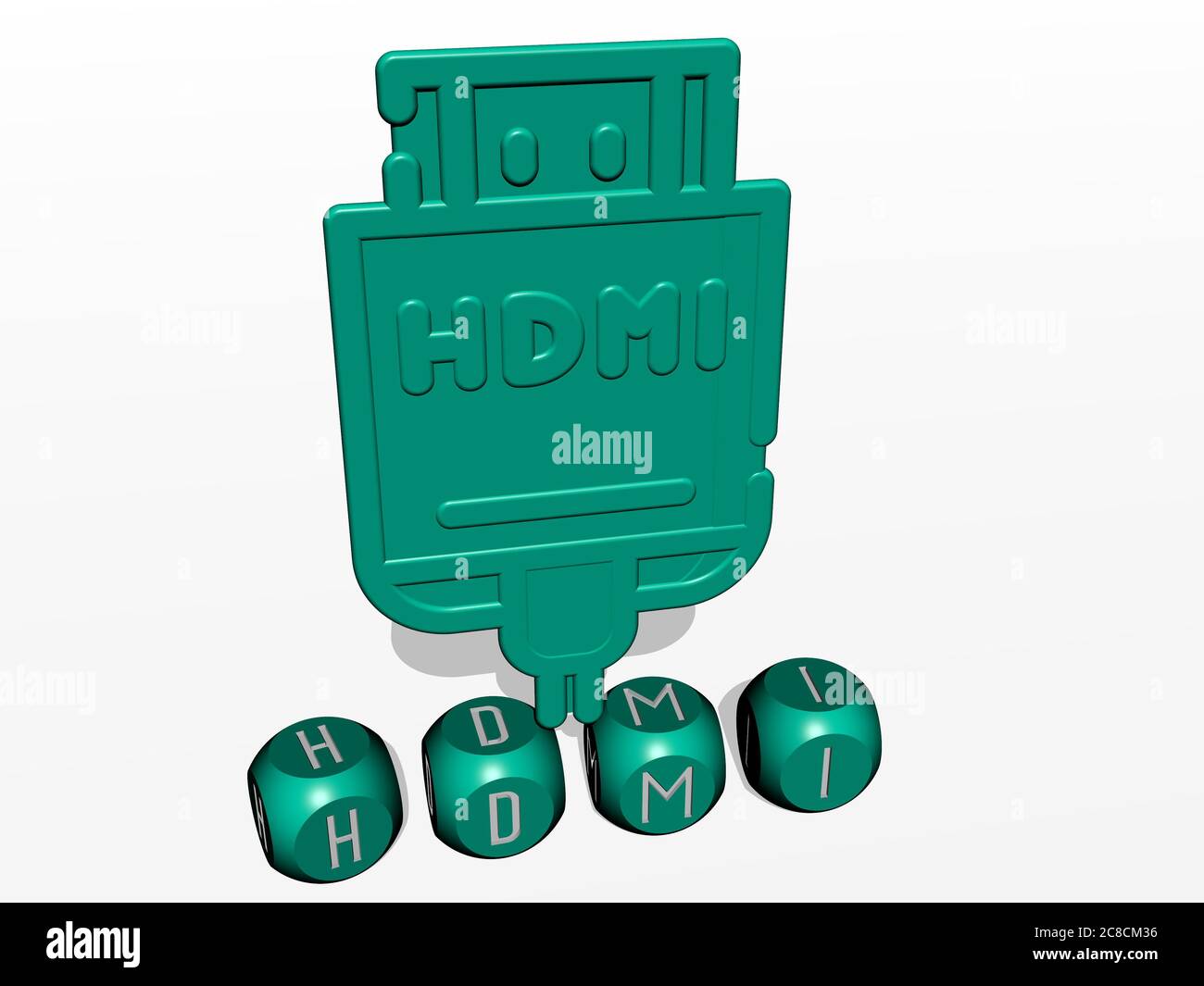 3D graphical image of HDMI vertically along with text built by metallic ...