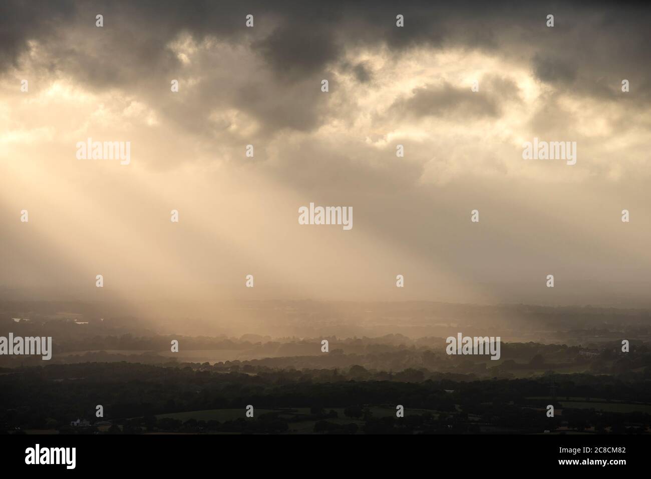 Stunning landscape image of sunset over English countryside with sun ...