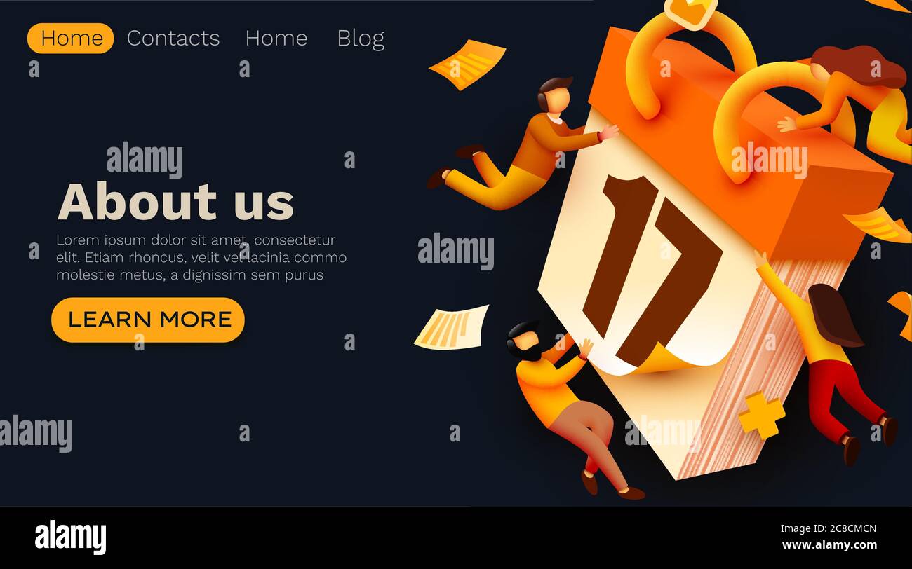 Modern banner template with tiny people and giant calendar. Planning ...