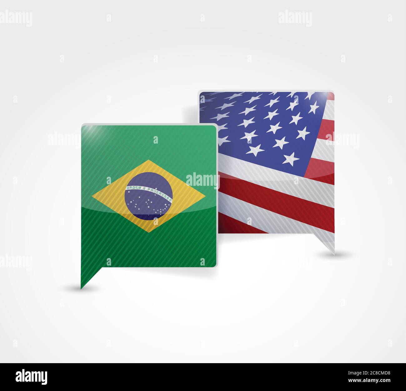 Brazil and us communication illustration design over a white background ...