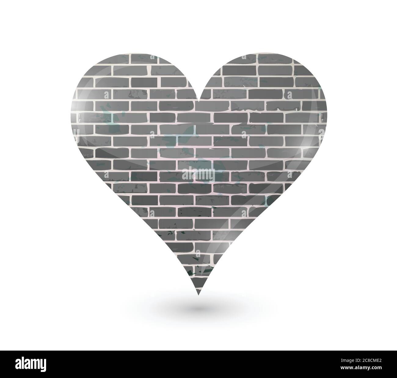 Brick wall heart illustration design over a white background Stock ...