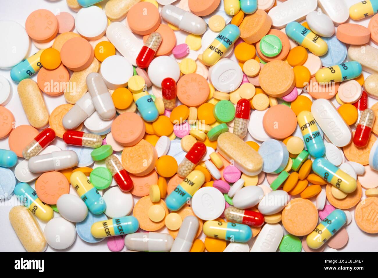 Colorful drugs, vitamins and medicine - capsules, tablets, pills Stock ...