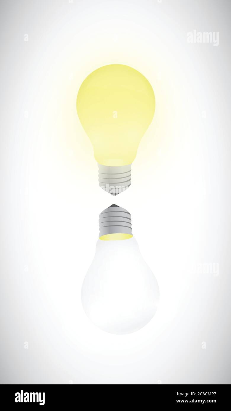 On and off light bulbs illustration design over a white background ...