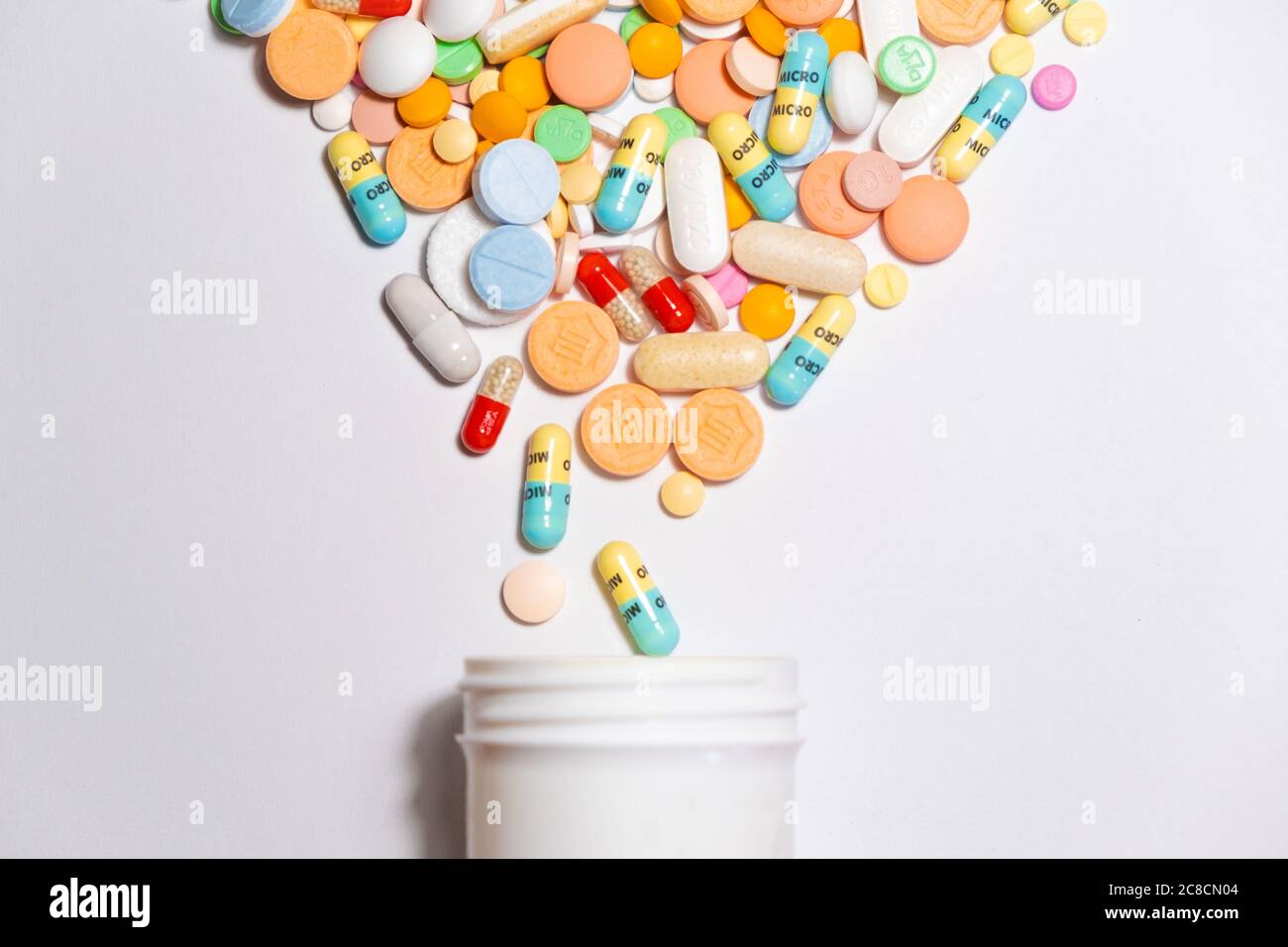 Colorful drugs, vitamins and medicine - capsules, tablets, pills Stock ...