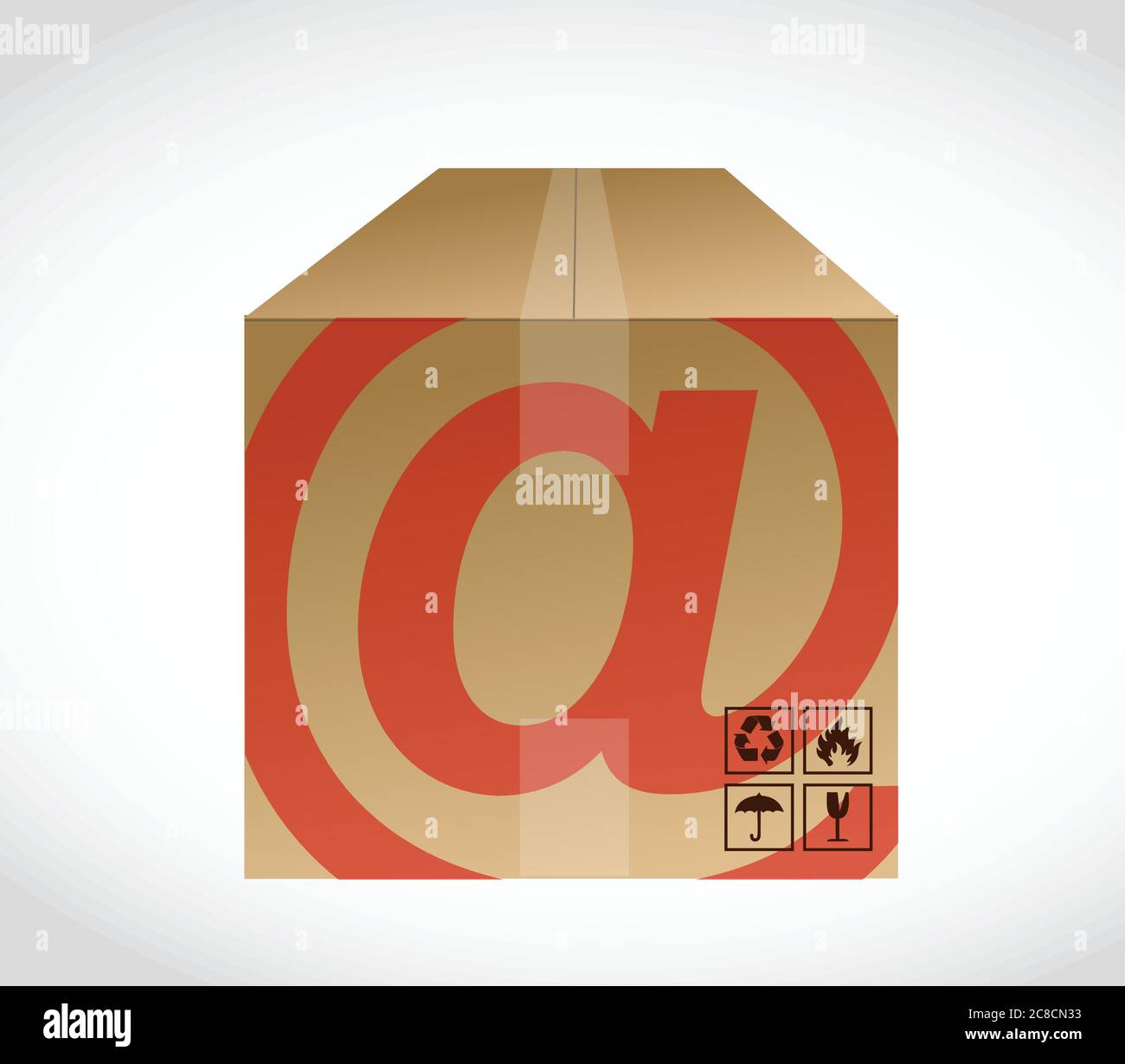 Boxes and at symbol illustration design over a white background Stock ...
