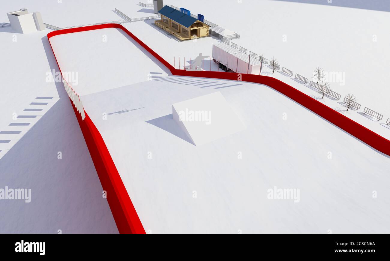 3d illustration of a Snowboard and freestyle Ramp Stock Photo - Alamy