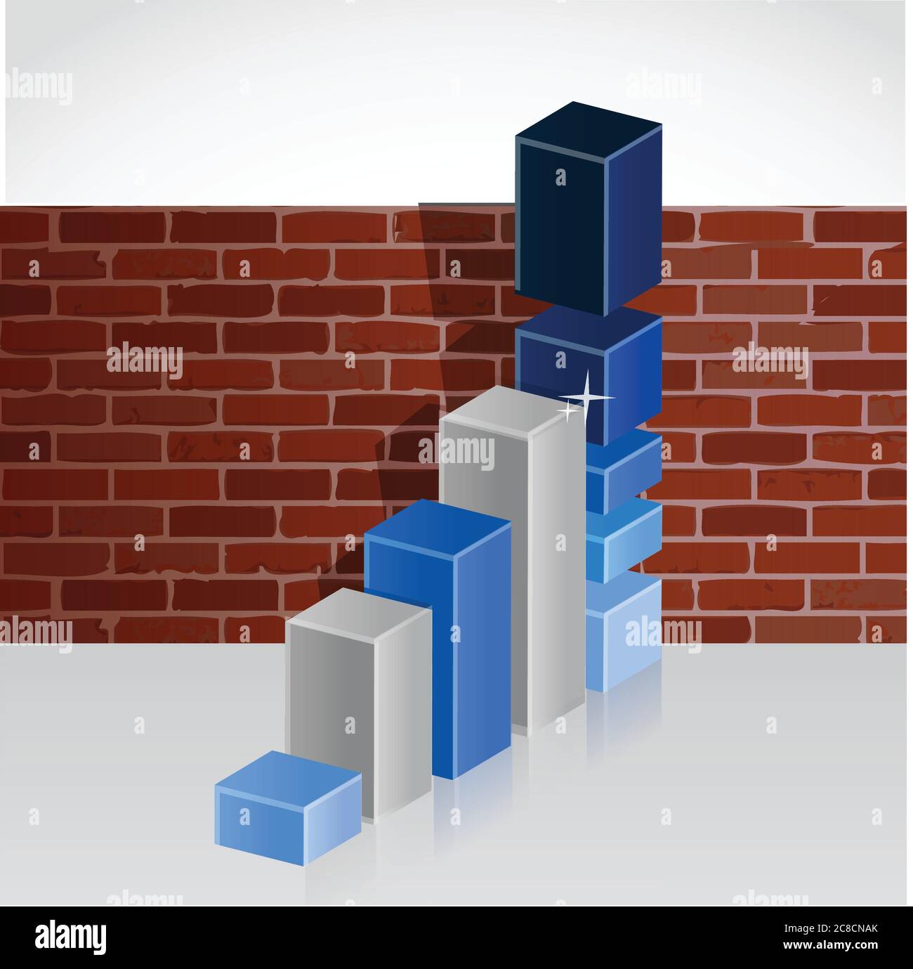 Business graph in front of a brick wall illustration design over a ...