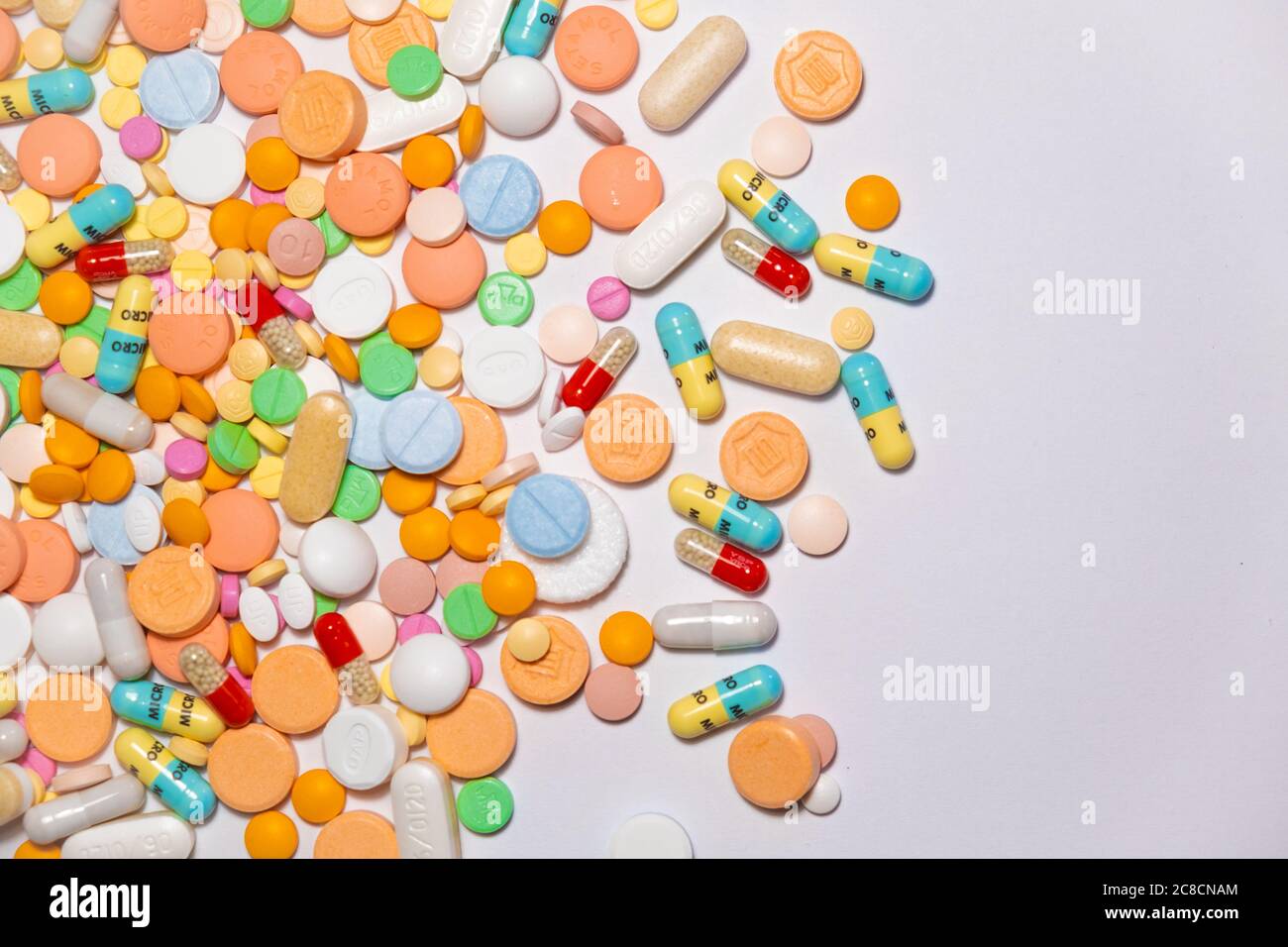 Colorful drugs, vitamins and medicine - capsules, tablets, pills Stock ...