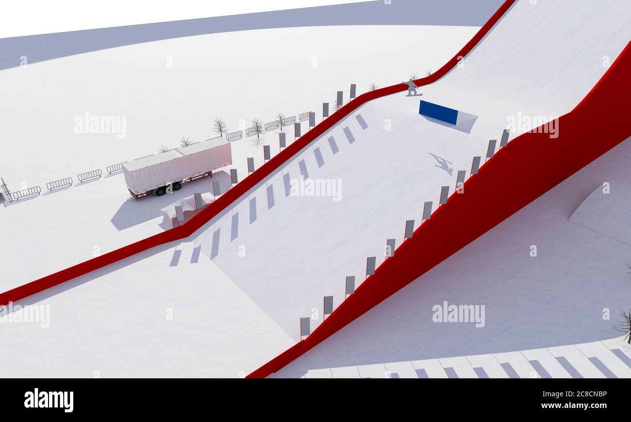 3d illustration of a Snowboard and freestyle Ramp Stock Photo - Alamy