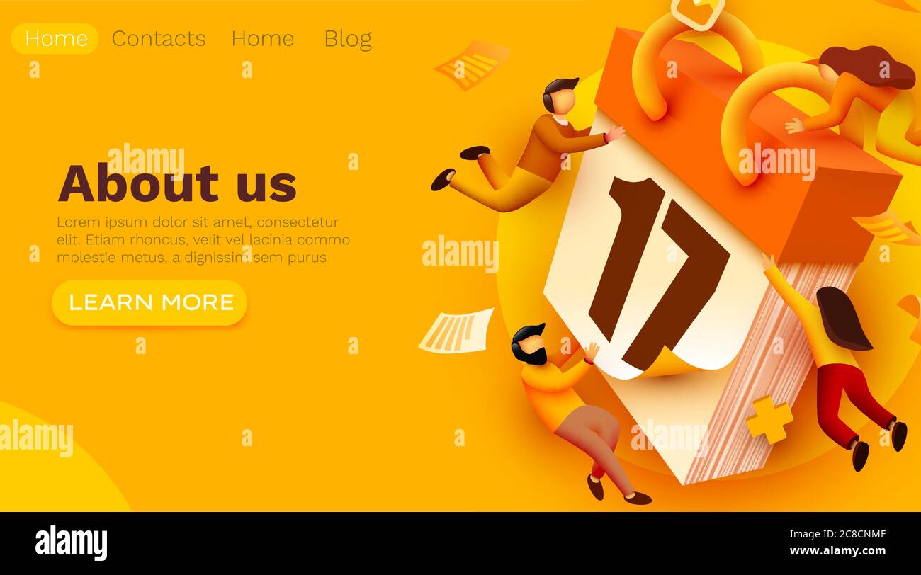 Modern banner template with tiny people and giant calendar. Planning ...