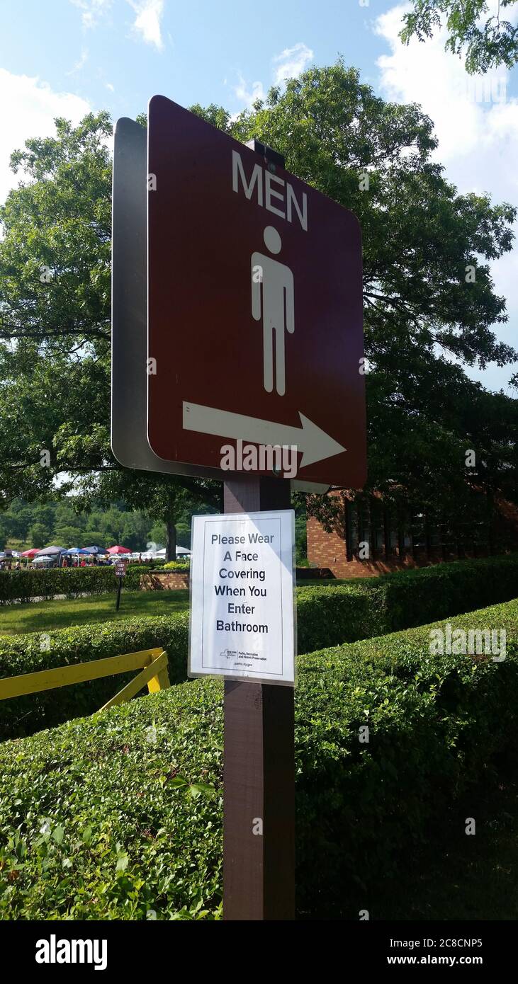 Lake Welch Beach Restroom Bathroom Signs with COVID-19 Social ...