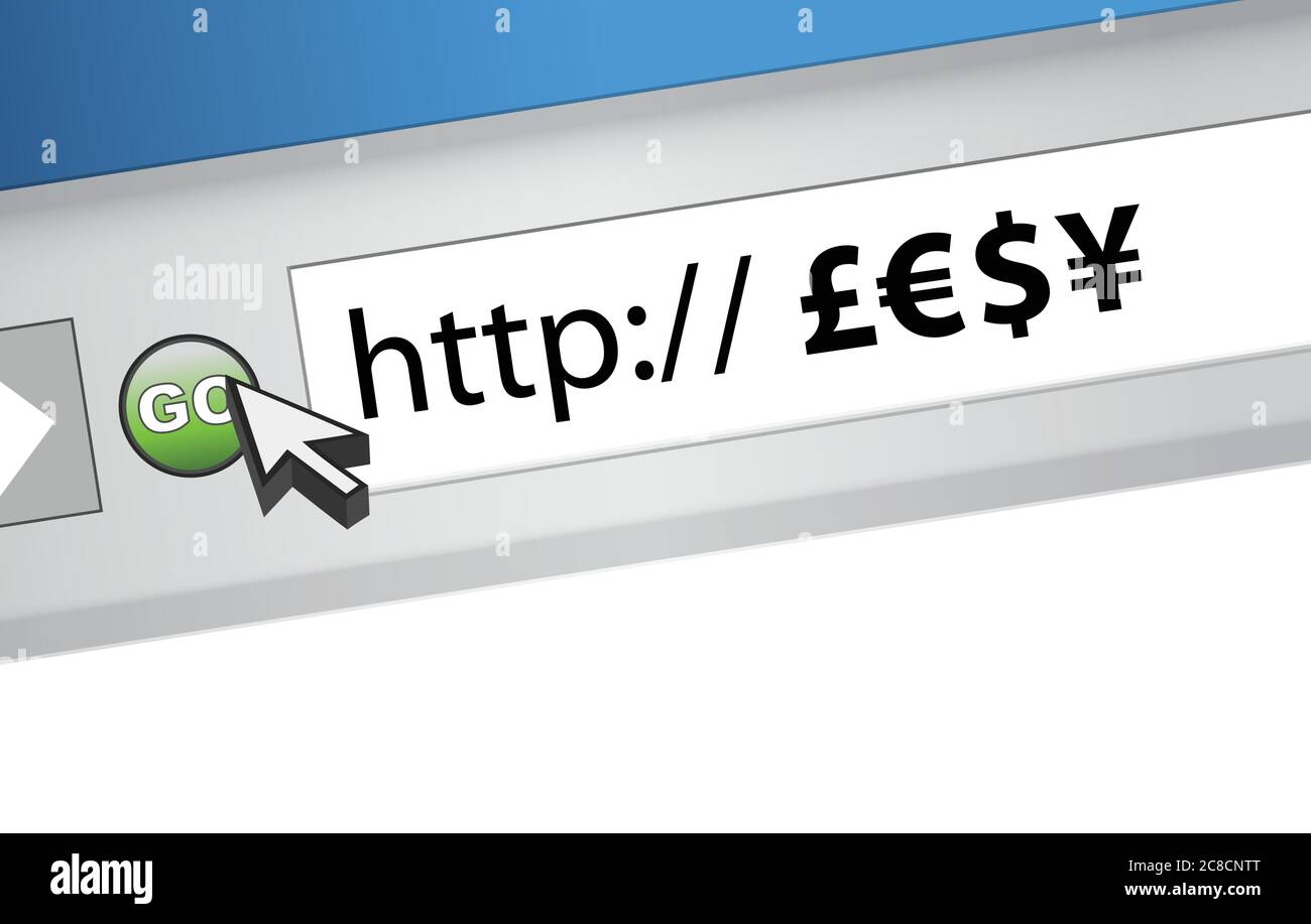 Browser and currency symbol. online exchange concept. illustration ...