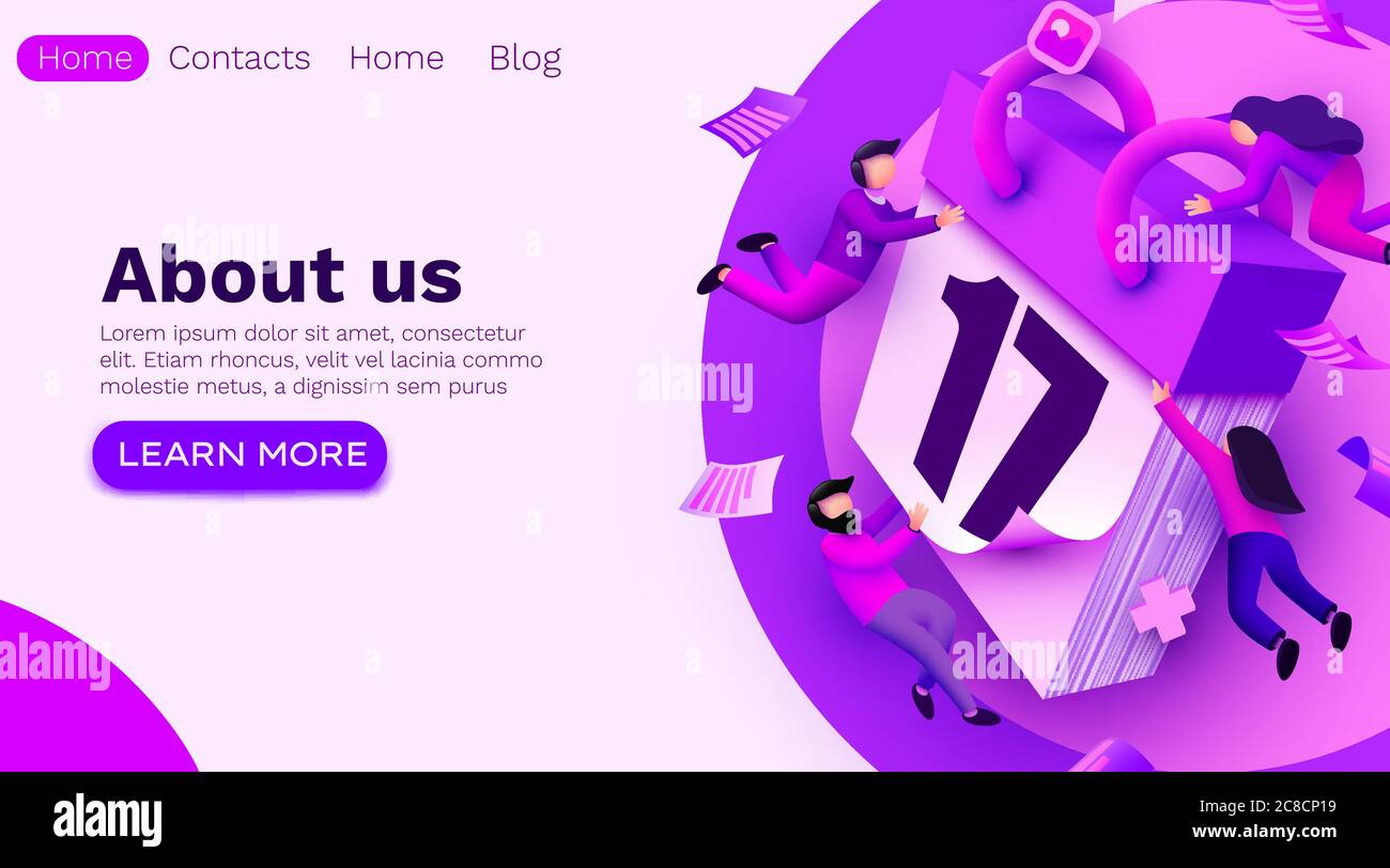 Modern banner template with tiny people and giant calendar. Planning ...