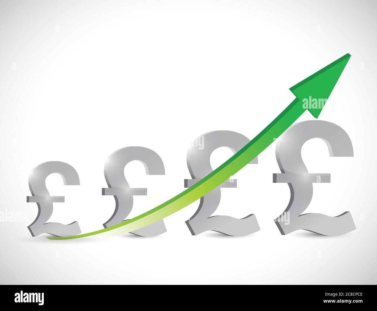 British pound business graph illustration design over a white ...