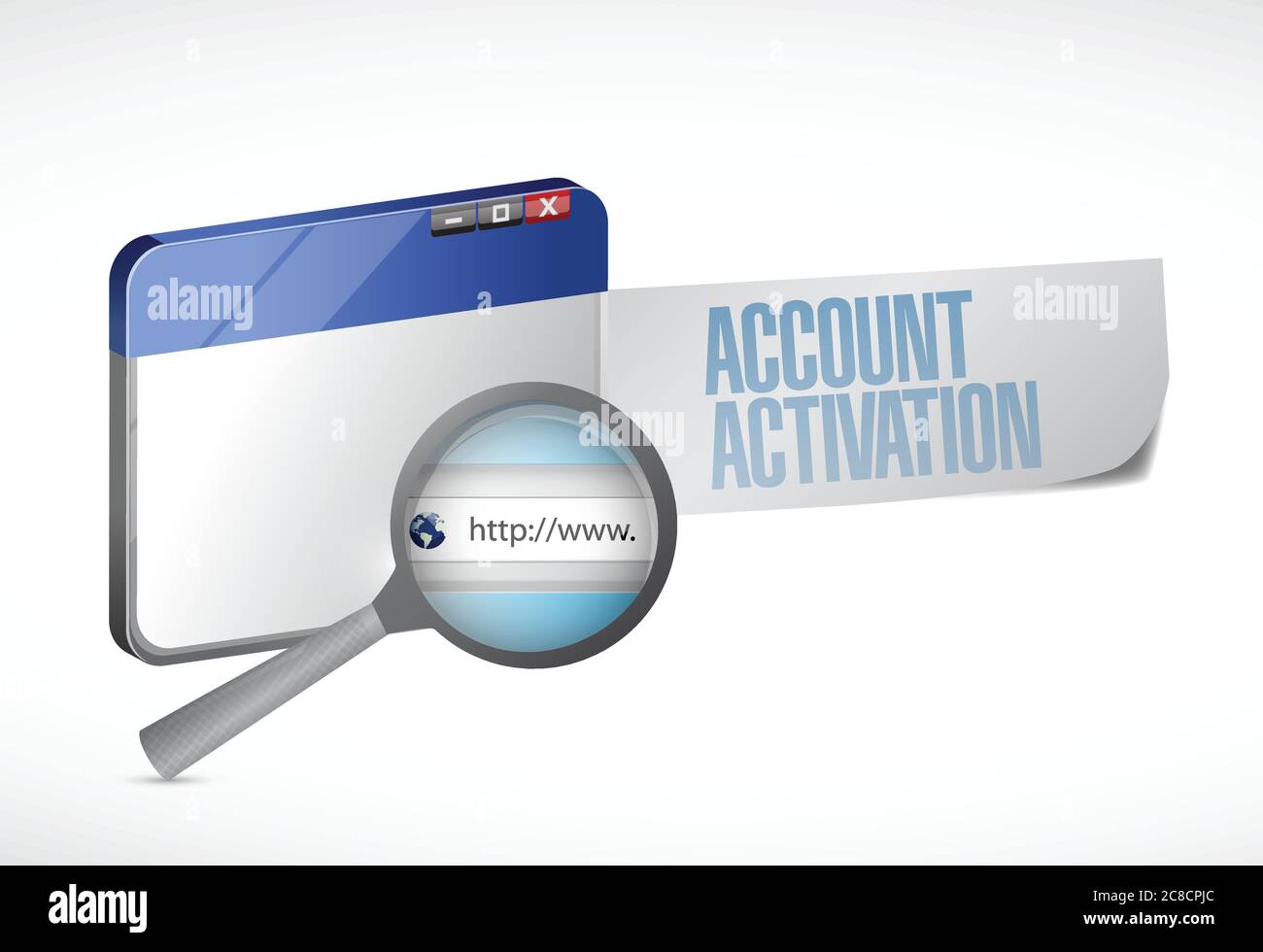 Account activation web browser illustration design over a white ...