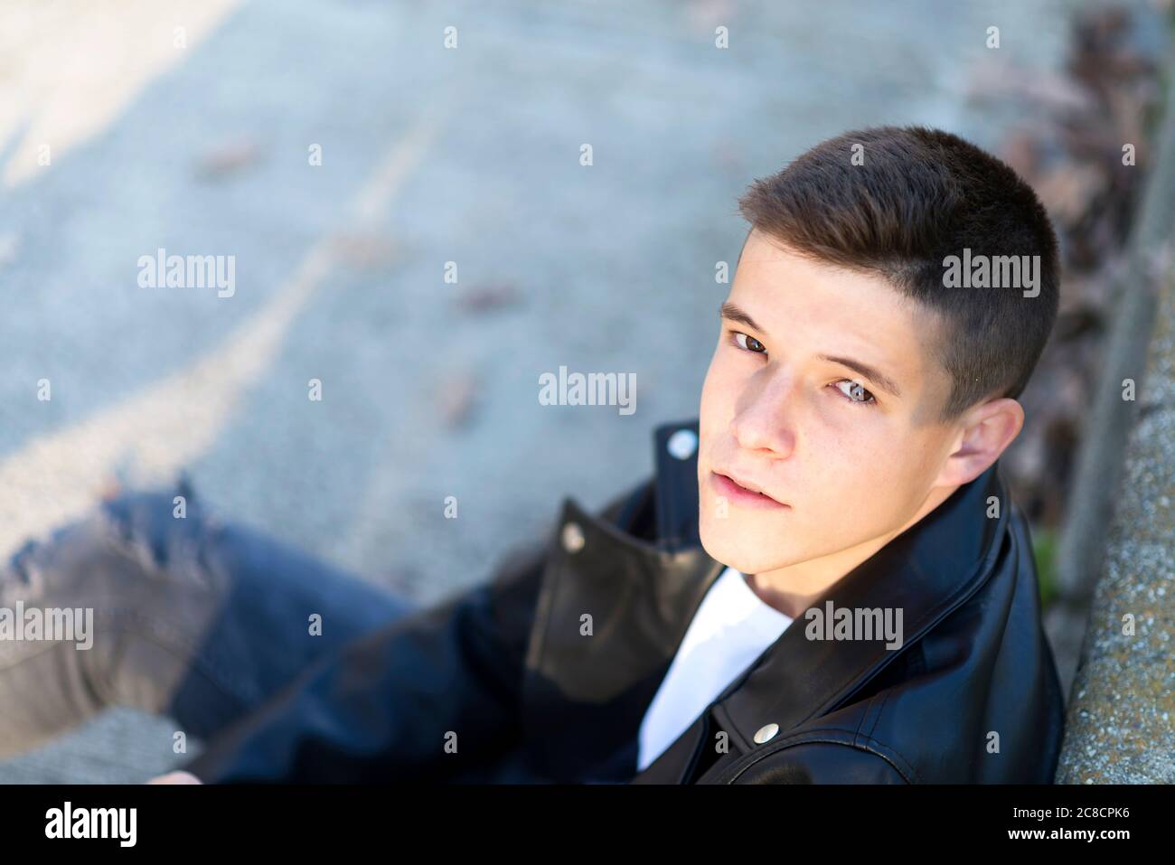 From above blond male hi-res stock photography and images - Alamy