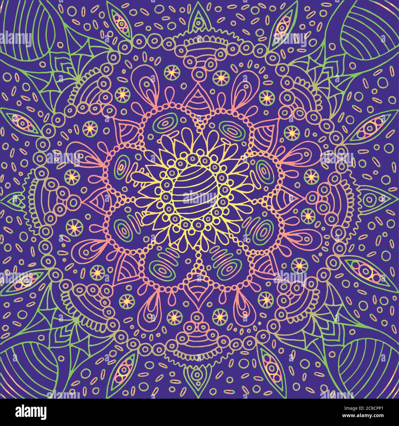 Psychedelic mandala background. Fantastic geometric flower backdrop ...