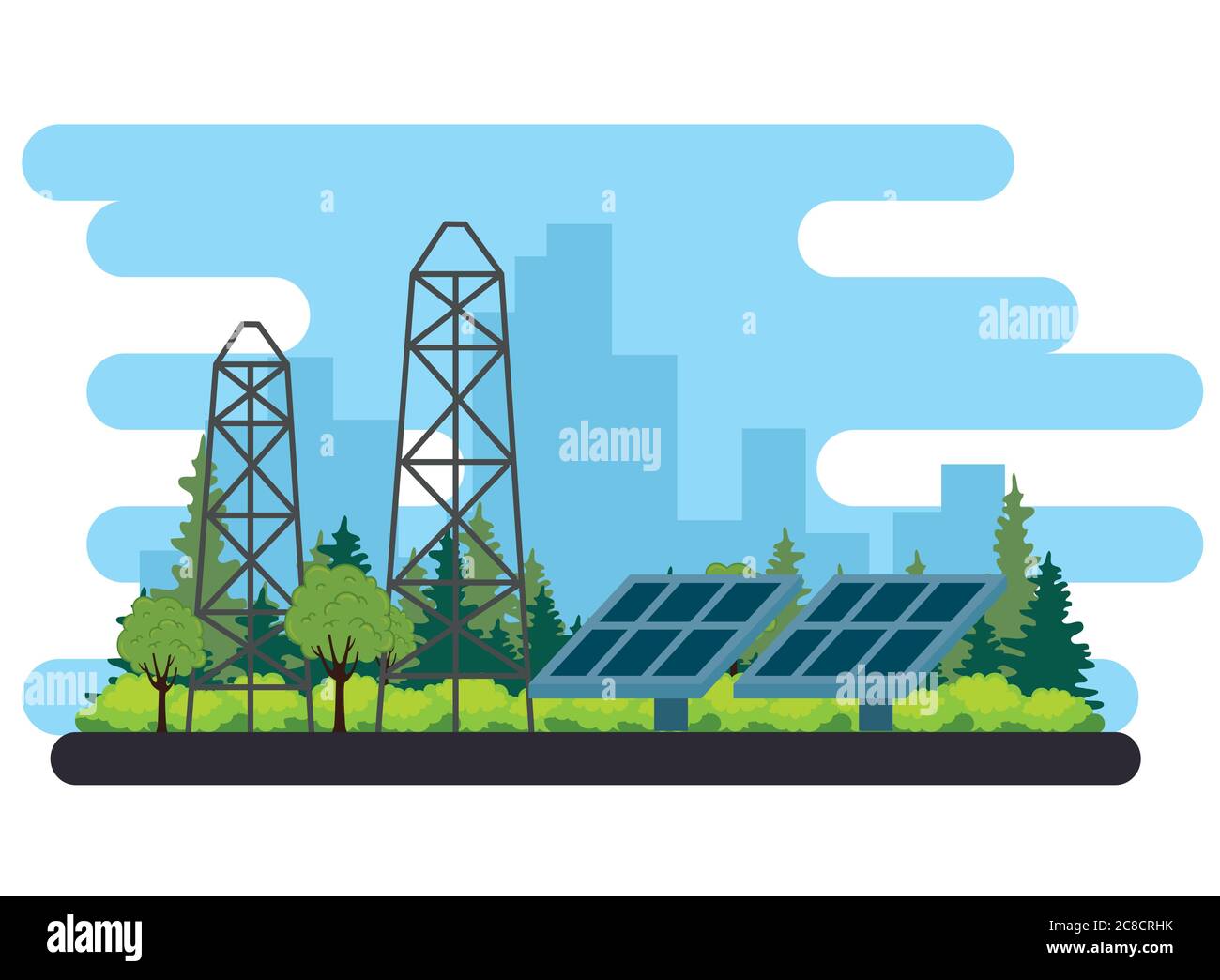 Renewable energy scene Stock Vector Images - Alamy