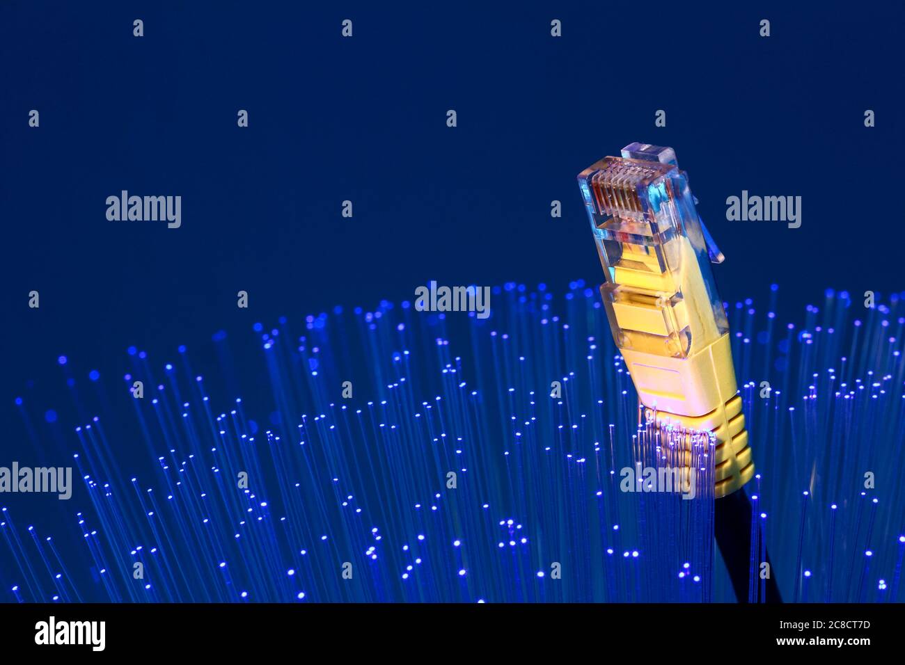 Fibre optic strands with a ethernet lan broadband cable, FTTP full ...